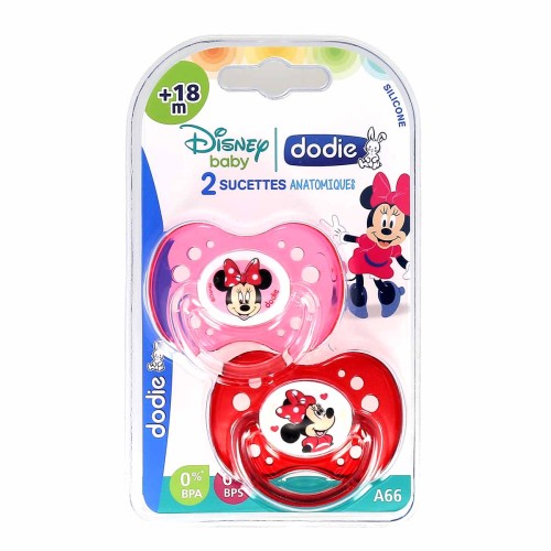 DODIE DISNEY BABY 2 SUCETTES ANATOMIQUES ROSE SILICONE 18 MOIS ET